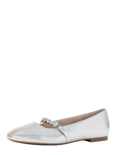Gabor Crystal Mary Jane Flat - Silver