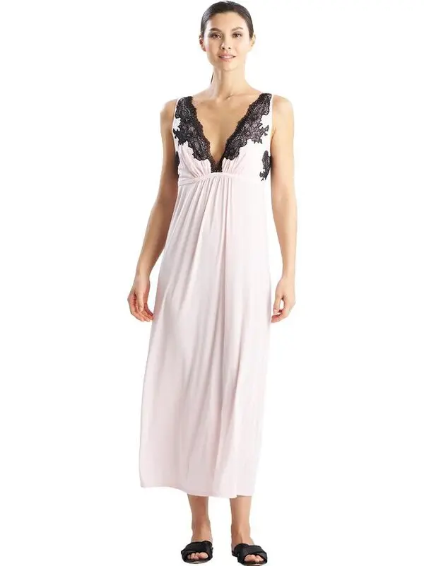 Natori Enchant Lace Applique V-neck Slip Dress - Pink