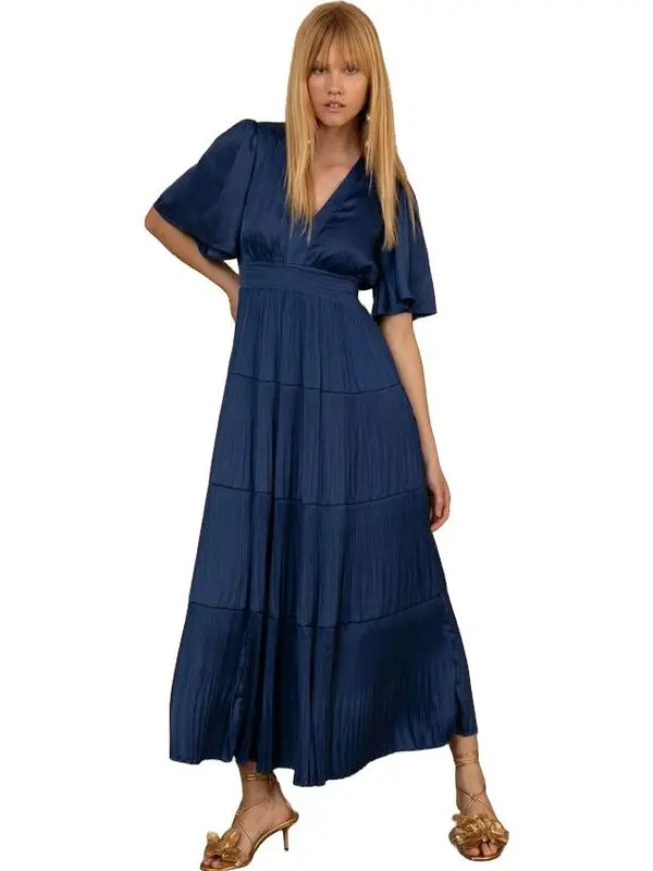 Hale Bob Angie Charmeuse Maxi Dress - Navy