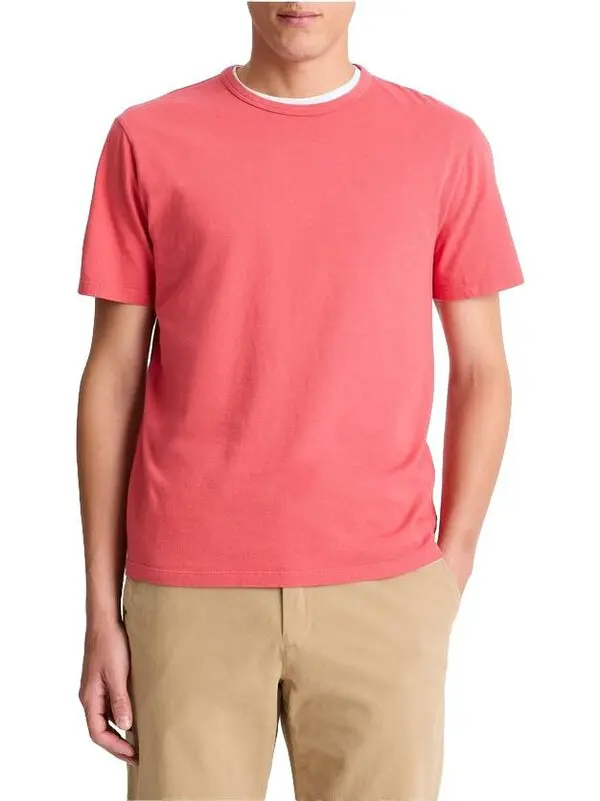 Vince Garment Dye Cotton T-shirt - Coral