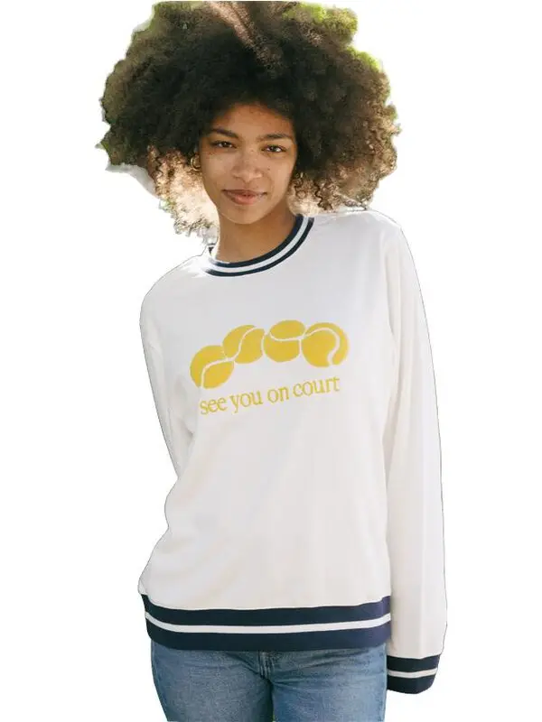 ELLSWORTH + IVEY Elle See You On Court Sweatshirt - Yellow