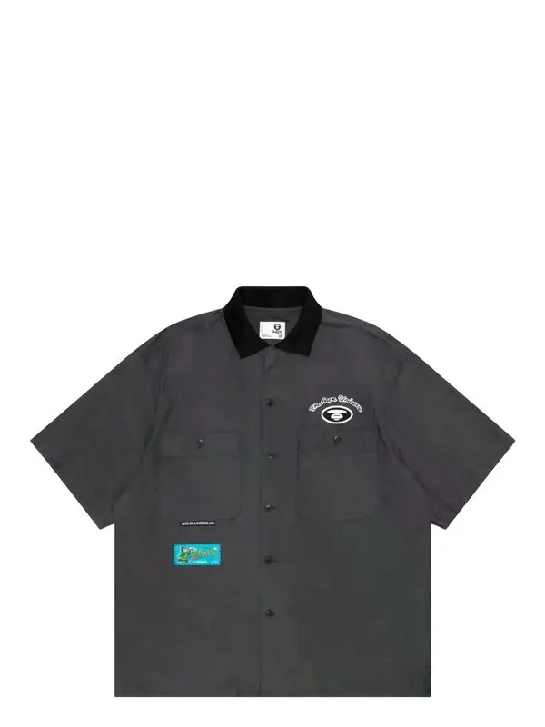 AAPE BY *A BATHING APE® Logo-appliqué Short-sleeve Shirt - Grey