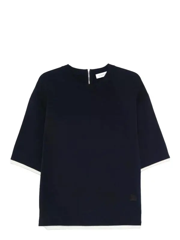 LANVIN Contrasting-trim T-shirt - Blue