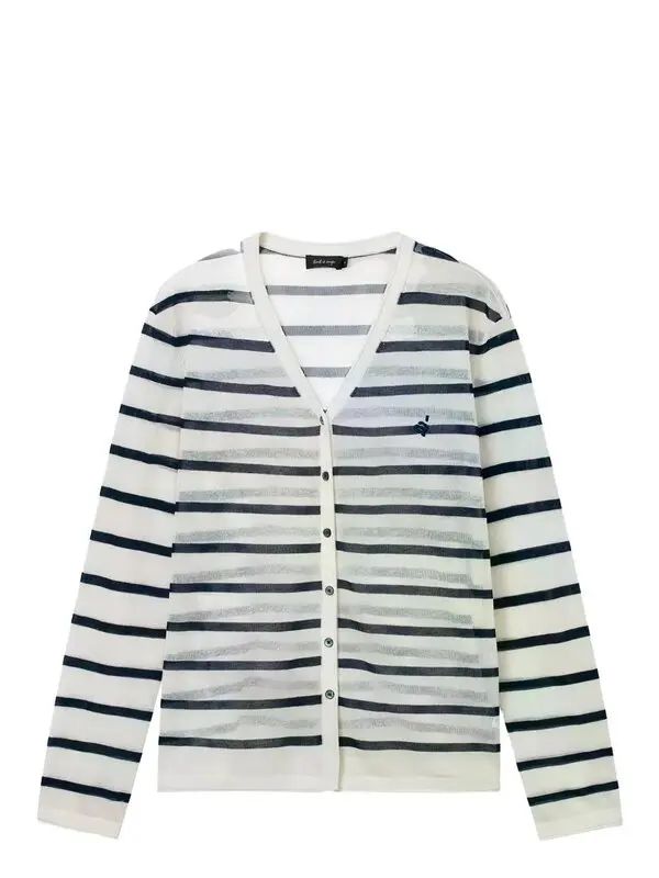 TOUT A COUP Striped Cardigan With Logo - Black