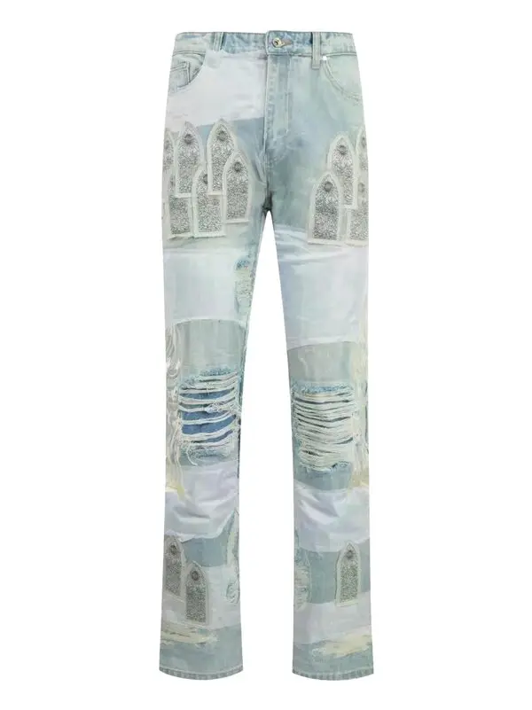WHO DECIDES WAR BY EV BRAVADO Winged Organza Jeans - Blue