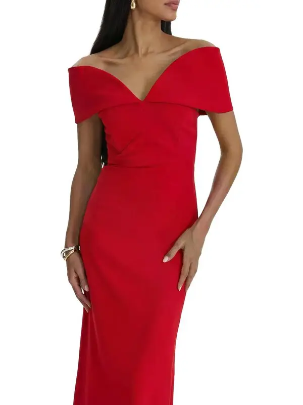 MOOS STUDIO V-neck Maxi Dress - Red