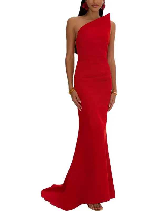 MOOS STUDIO Asymmetric-neck Maxi Dress - Red