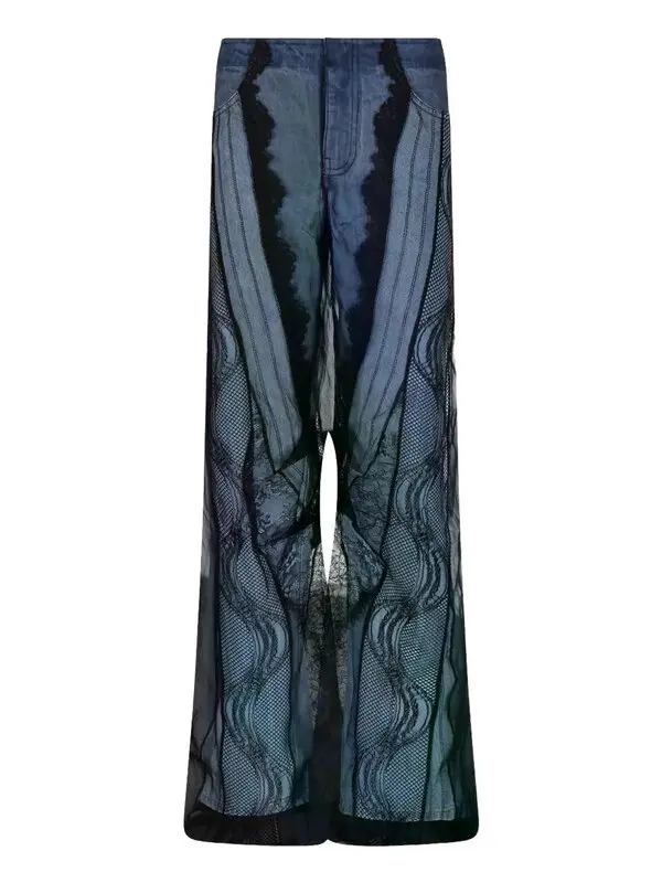 Christopher Esber Sheer-overlay Wide-leg Jeans - Blue