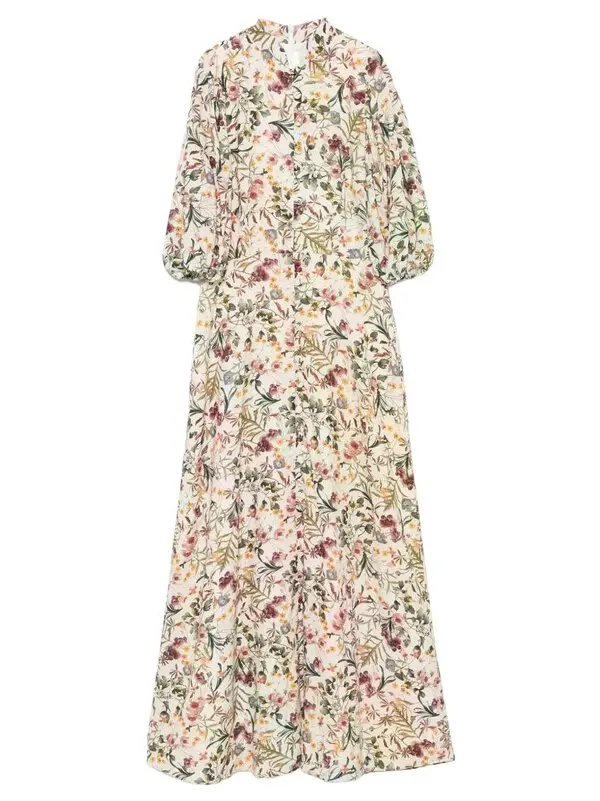 MOOS STUDIO Jardin De Fleurs Maxi Dress - Neutrals