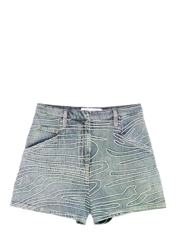 IRO PARIS Embroidered Denim Shorts - Blue