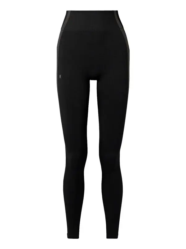 On Studio Striped Ribbed Stretch Recycled Leggings - Black