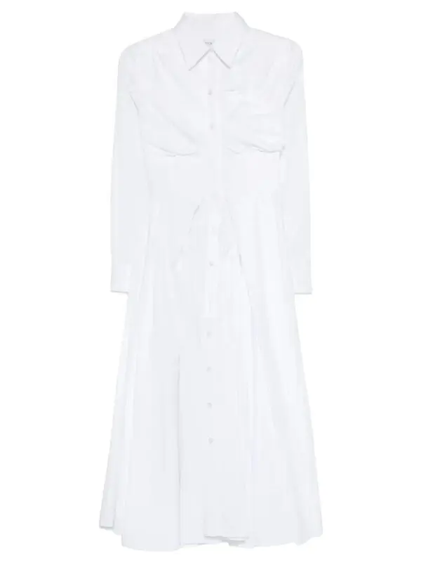 Viktor & Rolf Pleated Cotton Poplin Midi Shirt Dress - White