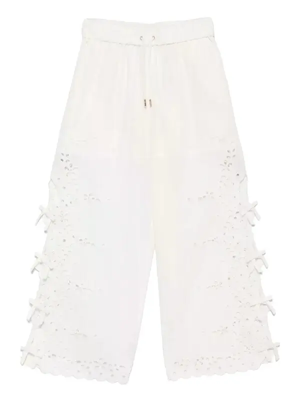 SELF-PORTRAIT Embroidered Trousers - White