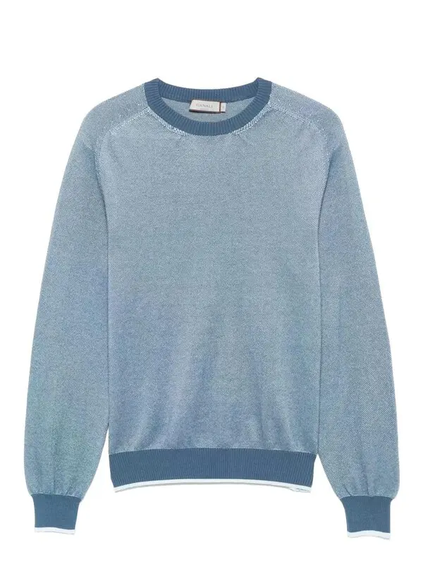 Canali Cotton Crew Neck Sweater - Blue