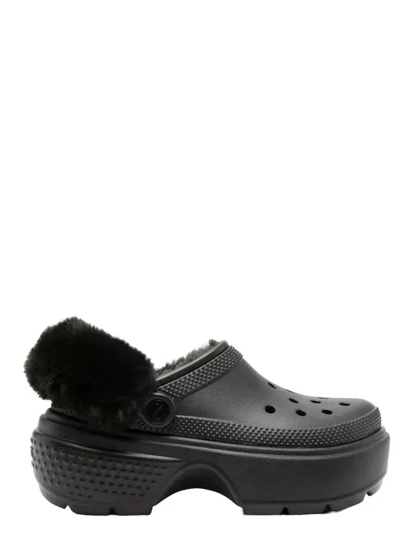 CROCS Faux-fur Platform Clogs - Black