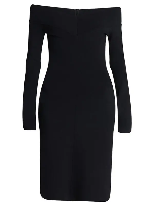 Stella McCartney Off-the-shoulder Compact Knit Midi Dress - Black