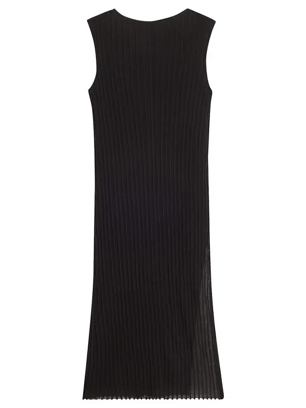 Loulou De Saison Ada Sleeveless Rib Knit Maxi Dress - Black