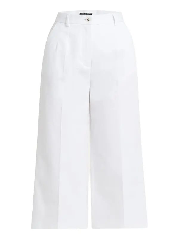 Dolce & Gabbana High-rise Cotton Gabardine Wide-leg Crop Pants - Opticalwht