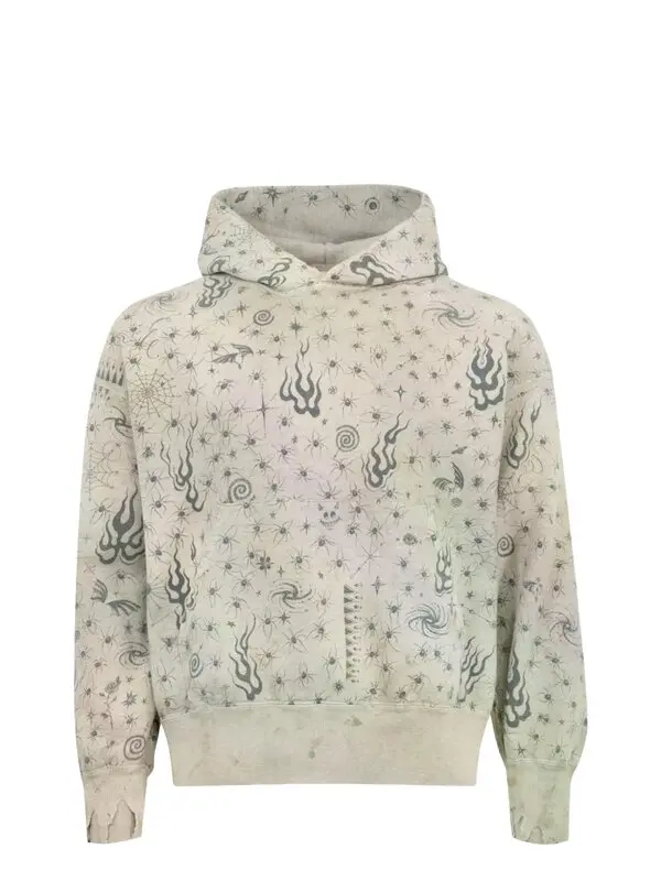 SAINT MXXXXXX Distressed-effect Hoodie - Neutrals