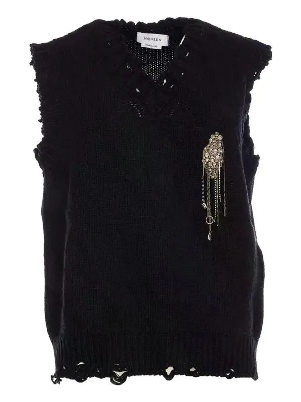 Alexander McQueen Ripped Vest - Black