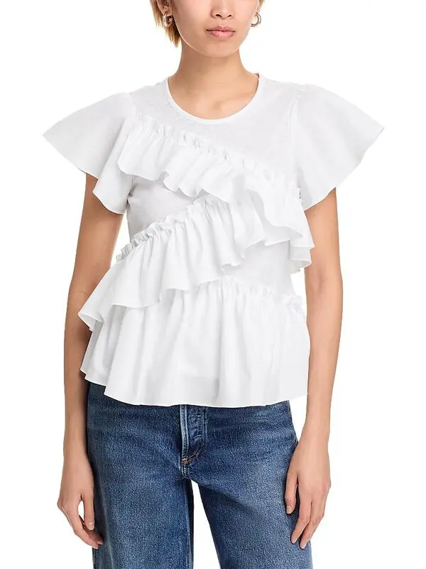Cinq À Sept Jaipur Ruffle Top - White
