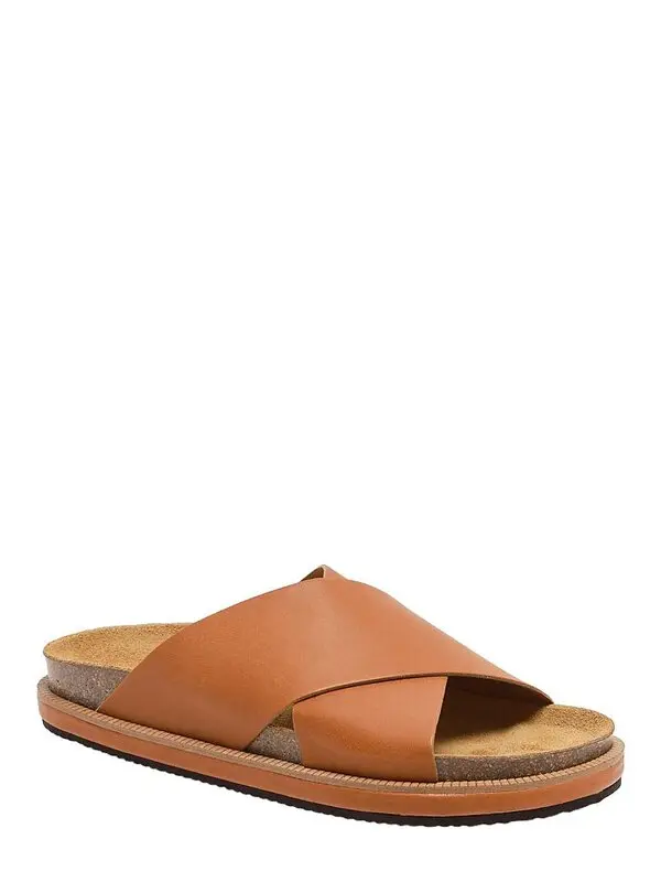 Free People Sidelines Crossover Slides - Cognac