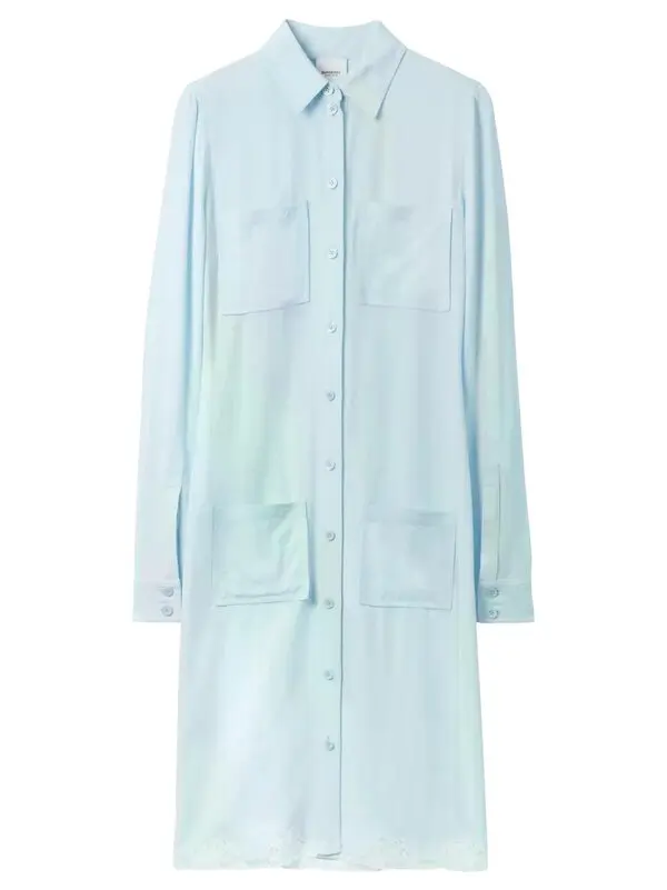 Burberry Lace-trimmed Shirt Dress - Blue
