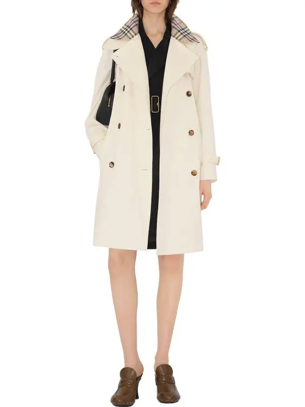 Burberry Mid-length Check Collar Castleford Trench Coat - Cotton