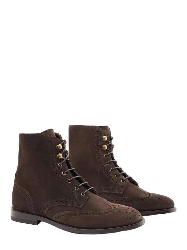 SCAROSSO Stefania Lace-up Boots - Brown - Suede