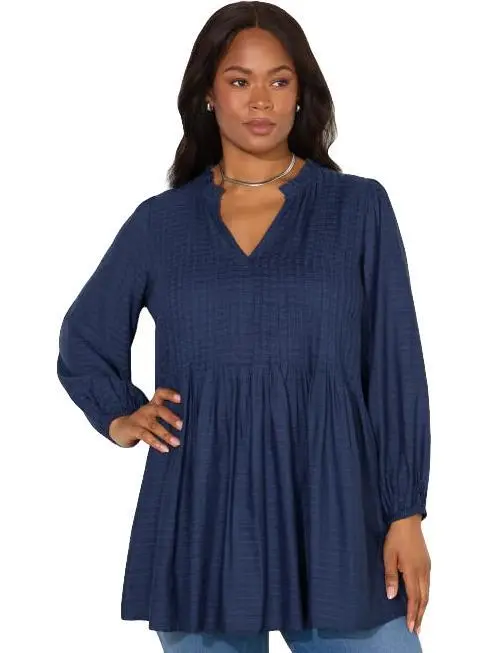 LIVE UNLIMITED Pintuck Tunic - Blue
