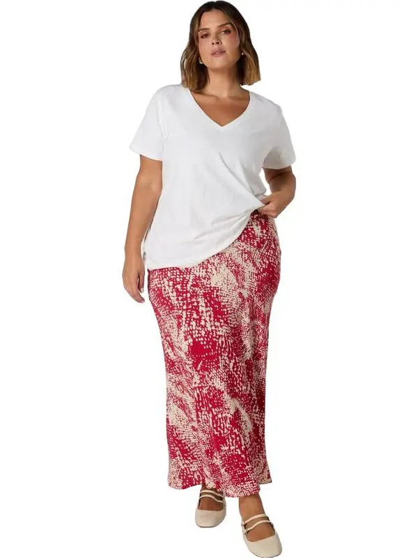 LIVE UNLIMITED Printed Midaxi Skirt - Red Snake