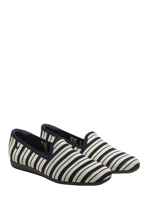 Vivaia Water-repellent Square-toe Loafers - Navy Ivory Stripe