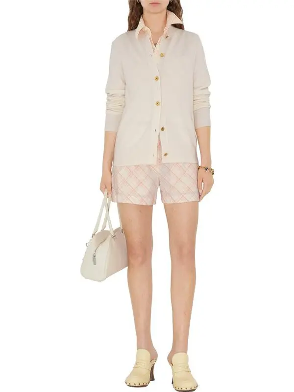 Burberry Cashmere Blend Cardigan - Chalk
