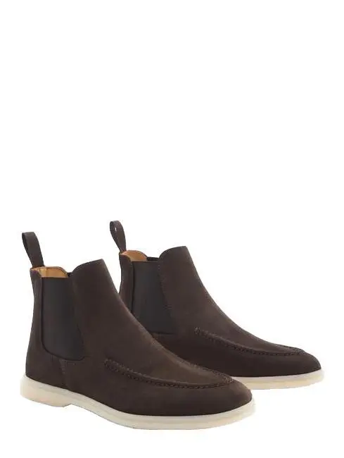 SCAROSSO Eugenia Chelsea Boots - Brown - Suede Leather
