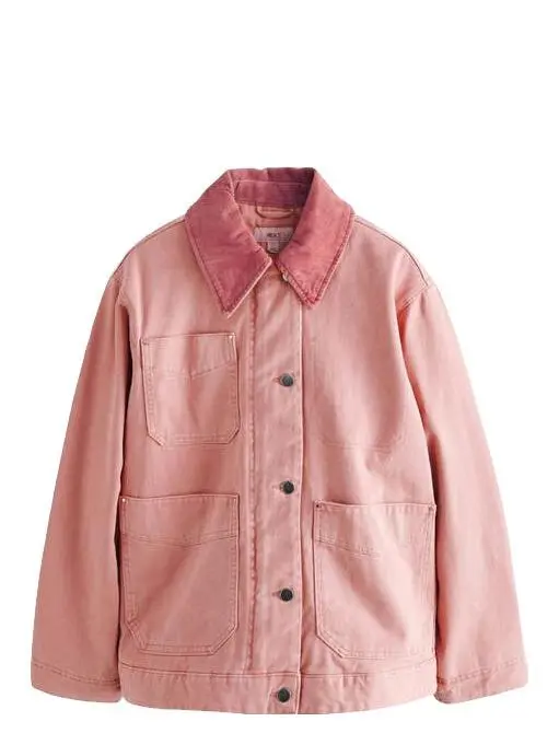 NEXT Corduroy Collar Denim Jacket - Pink