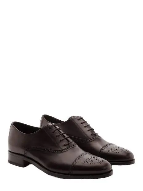 SCAROSSO Silvio Half Brogue Oxfords - Dark Brown Calf