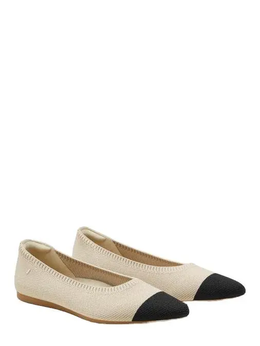Vivaia Pointed-toe Ballet Flats - Almond & Black