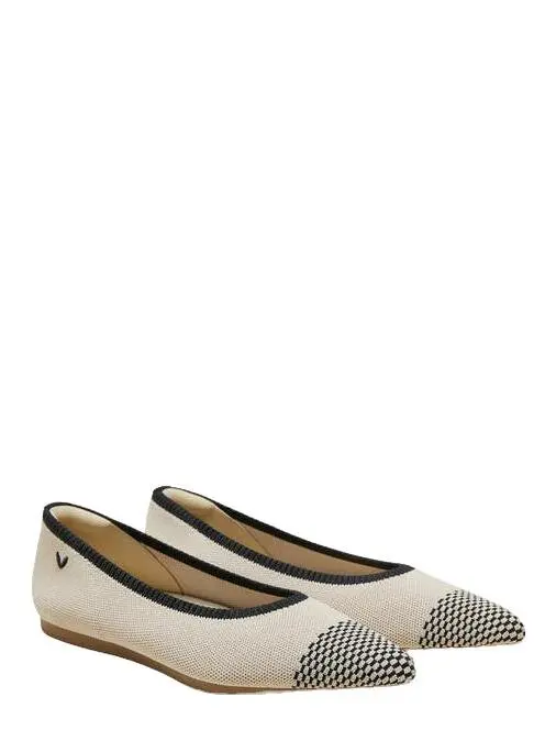 Vivaia Pointed-toe Ballet Flats - Almond Black Woven