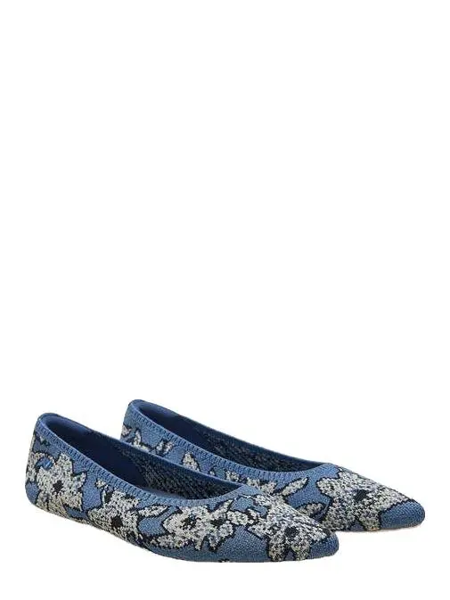 Vivaia Pointed-toe Ballet Flats - Denim Blue Botanical