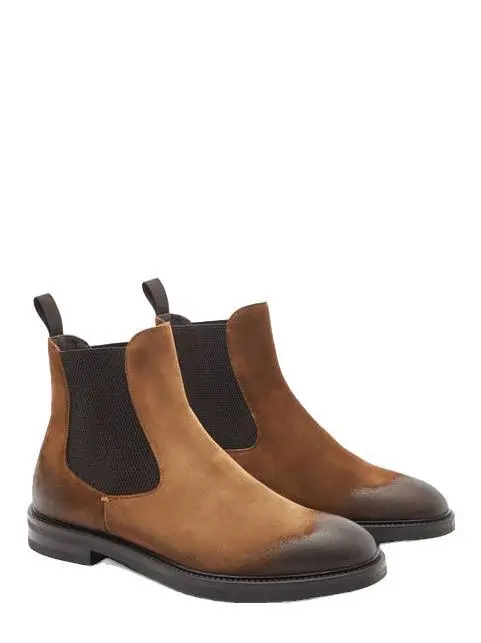 SCAROSSO Hunter Chelsea Boots - Cigar Suede