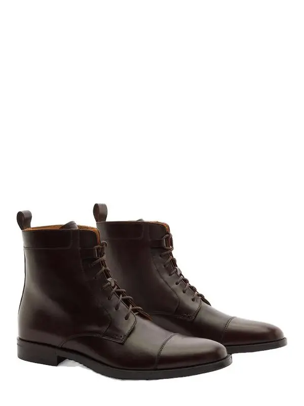SCAROSSO Dante Lace-up Boots - Dark Brown Calf