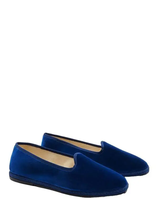 SCAROSSO Velvet Slippers - Blue - Velvet