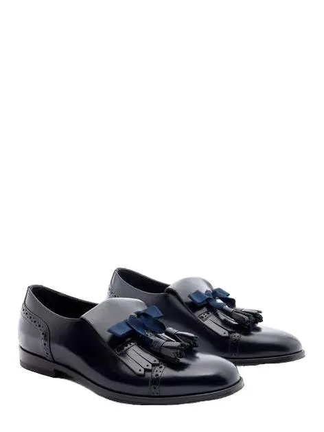 SCAROSSO Lucy Monks Semi Brogue - Blue Calf Leather