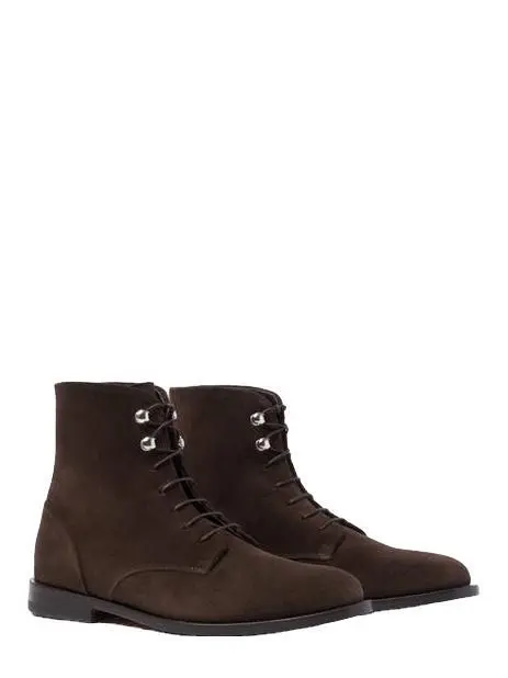 SCAROSSO Laced Boots - Dark Brown - Suede