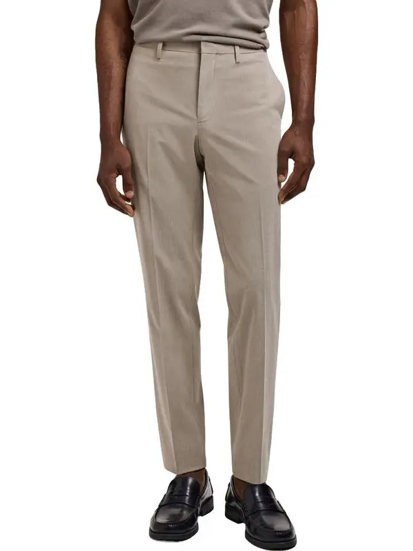 Mango Super Slim Fit Stretch Suit Pants - Sand