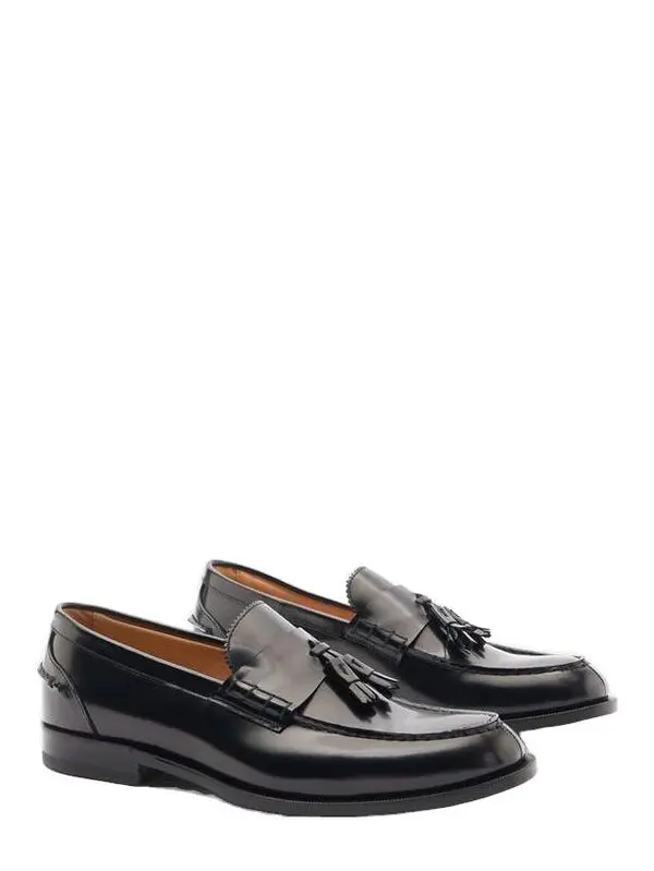 SCAROSSO Ralph Tassel Loafers - Black - Brushed Calf