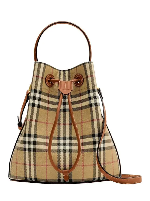 Burberry Small Check Bucket Bag - Archive Beige/briar Brown