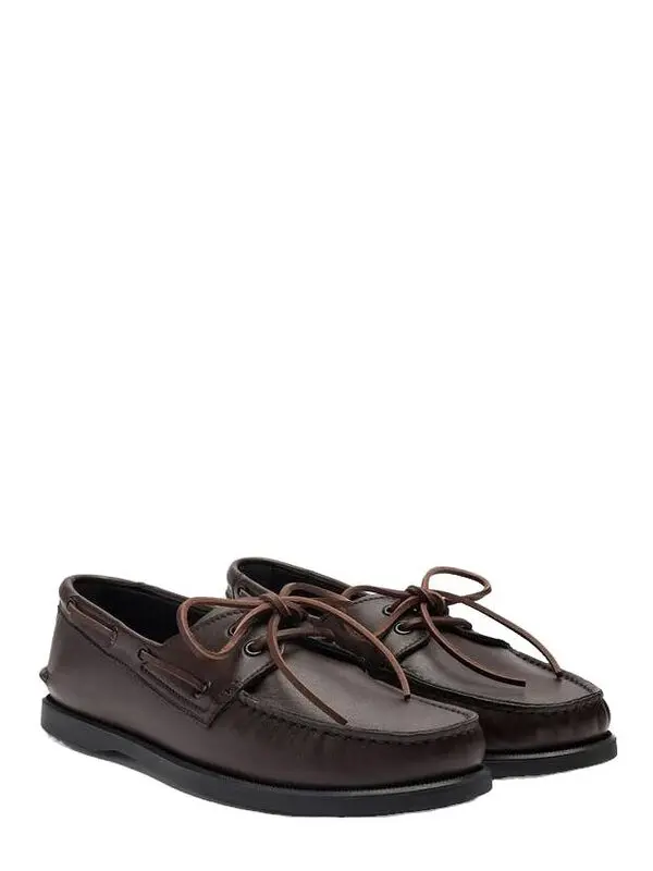 SCAROSSO Boat Shoes - Dark Brown - Calf