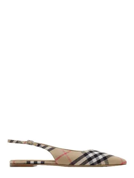 Burberry Check Slingback Ballerinas - Sand
