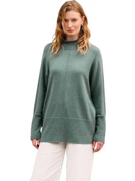 CELTIC & CO. Drape Funnel Neck Sweater - Dark Skylight